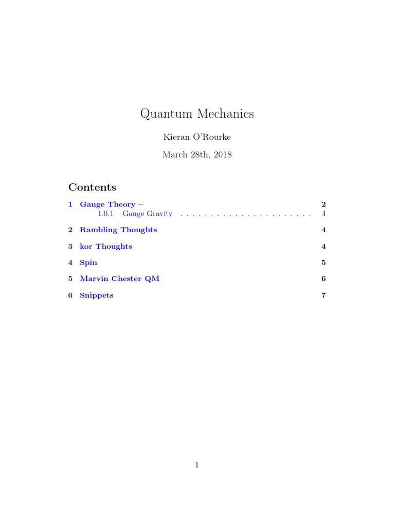 Quantum Mechanics Notes | PDF | Gauge Theory | Spin (Physics)