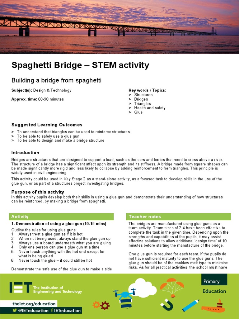 Spaghetti Bridge Stem Activity Activity | PDF | Design | Engineering