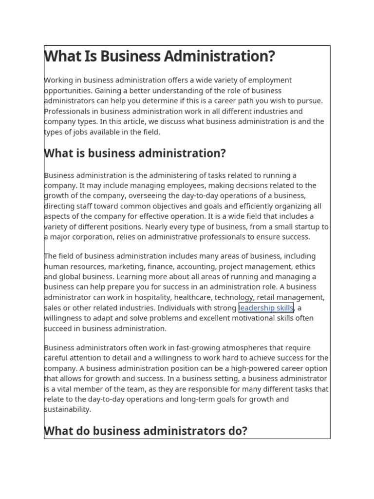 Understanding Business Administration | PDF | Business | Master Of ...