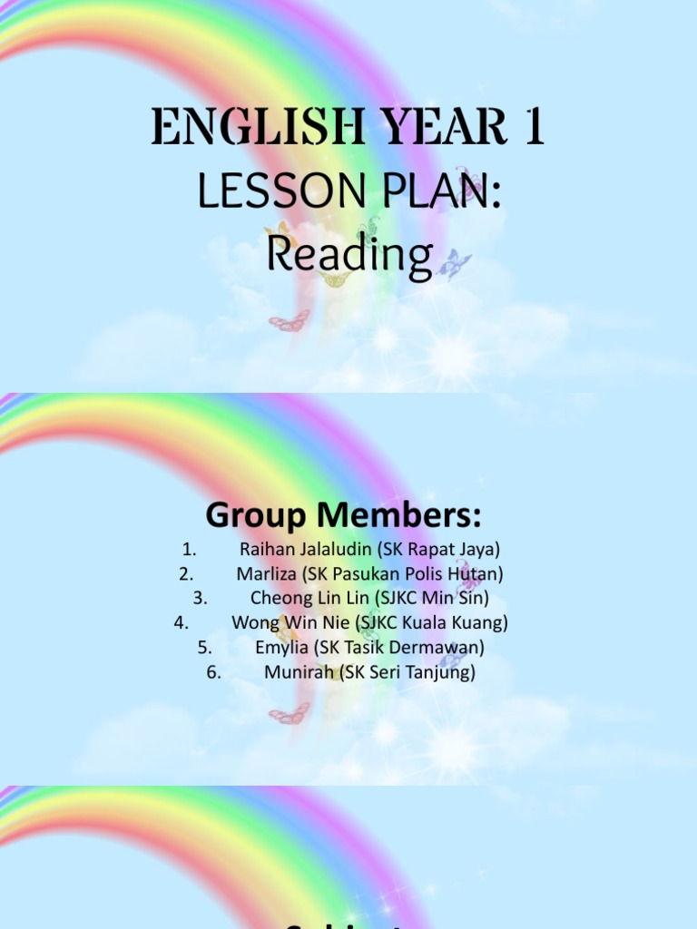 English Year 1 Lesson Plan: Reading | PDF | Career & Growth | Language ...