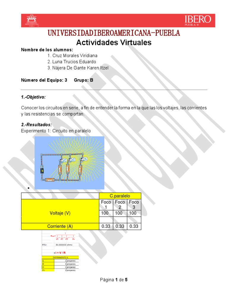 Circuitos en Serie y Paralelo: Experimentos y Análisis | PDF ...