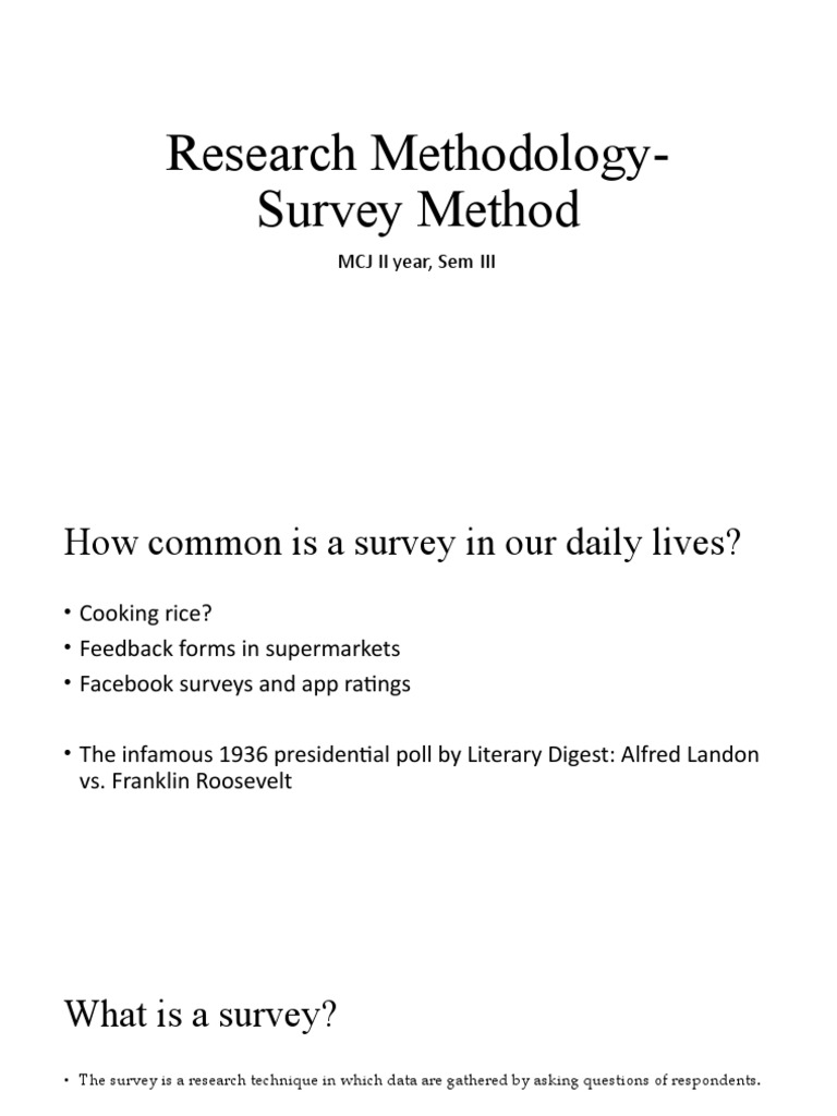 Survey Research Methodology Overview | PDF | Survey Methodology ...