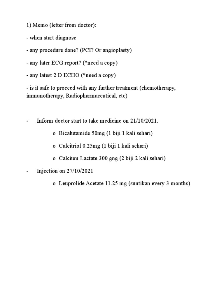 1) Memo (Letter From Doctor) | PDF | Science & Mathematics