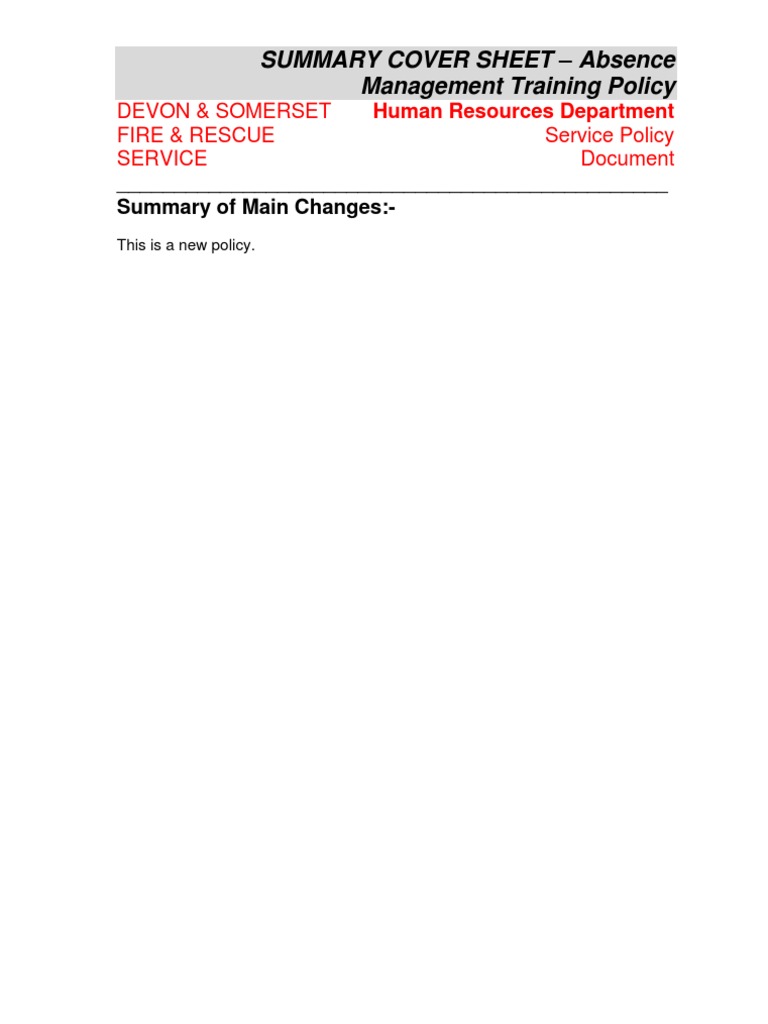 Absence Management Training Policy | PDF | Educational Technology ...