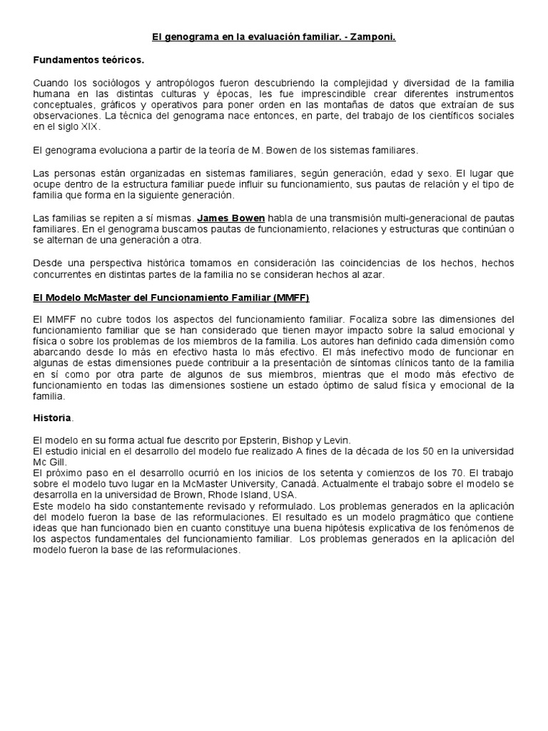 Genograma y Modelo McMaster en Familias | PDF | Familia | Teoría