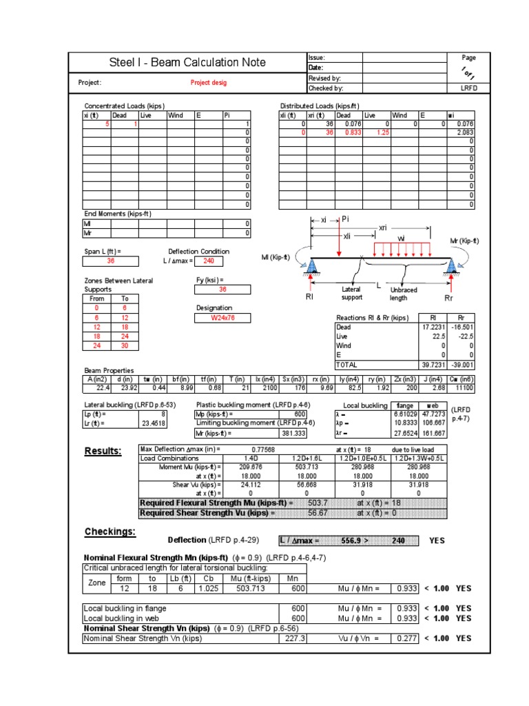 Steel I - Beam Calculation Note Steel I - Beam Calculation Note | PDF