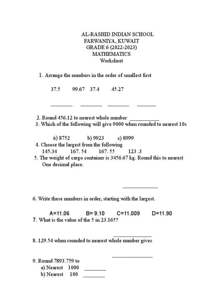 Math Worksheet | Download Free PDF | Significant Figures | Numbers