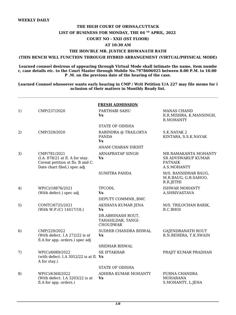 Display Causelist | PDF