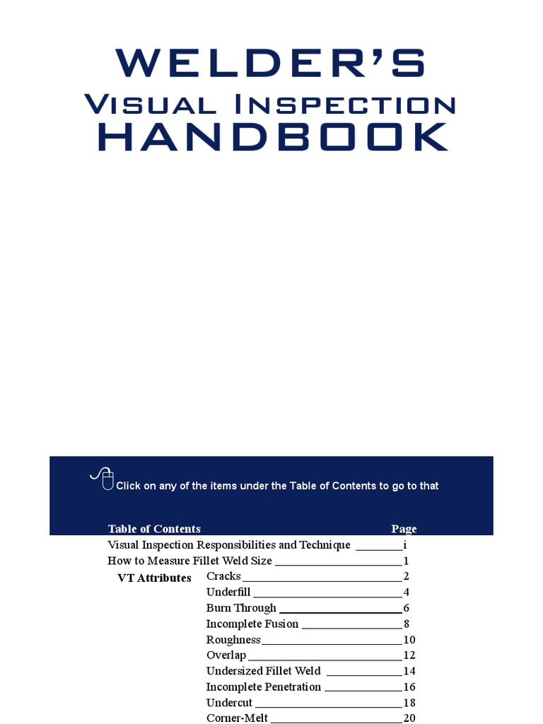 Welder Visual Inspection Handbook | PDF | Construction | Welding