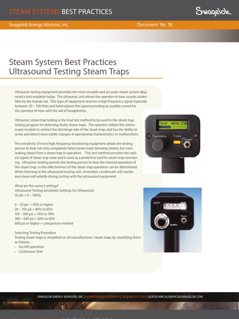 Steam System Best Practices Ultrasound Testing Steam Traps | PDF ...