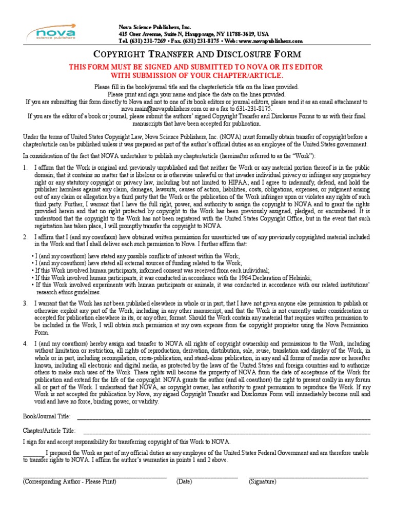 CTDF - Copyright Transfer and Disclosure Form | PDF