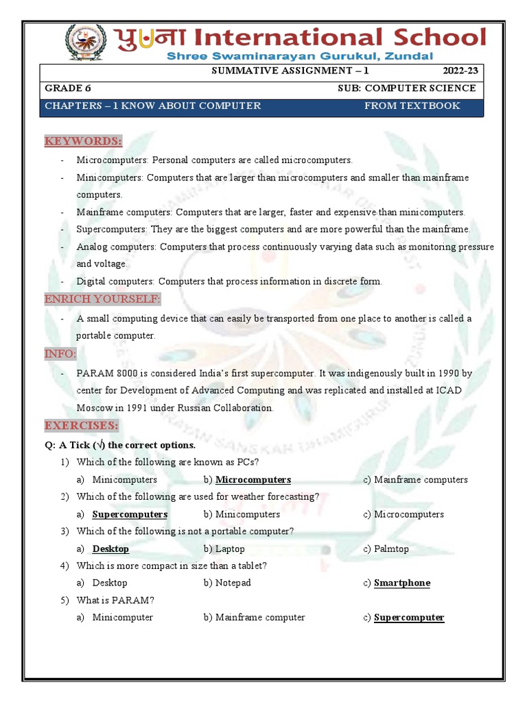 Computer Types for Class 6 Students | PDF | Personal Computers ...