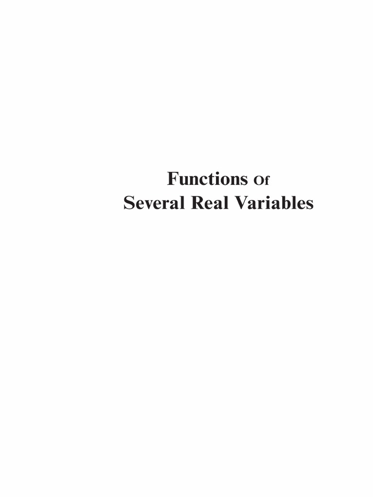 Moskowitz - Functions of Several Real Variables | PDF
