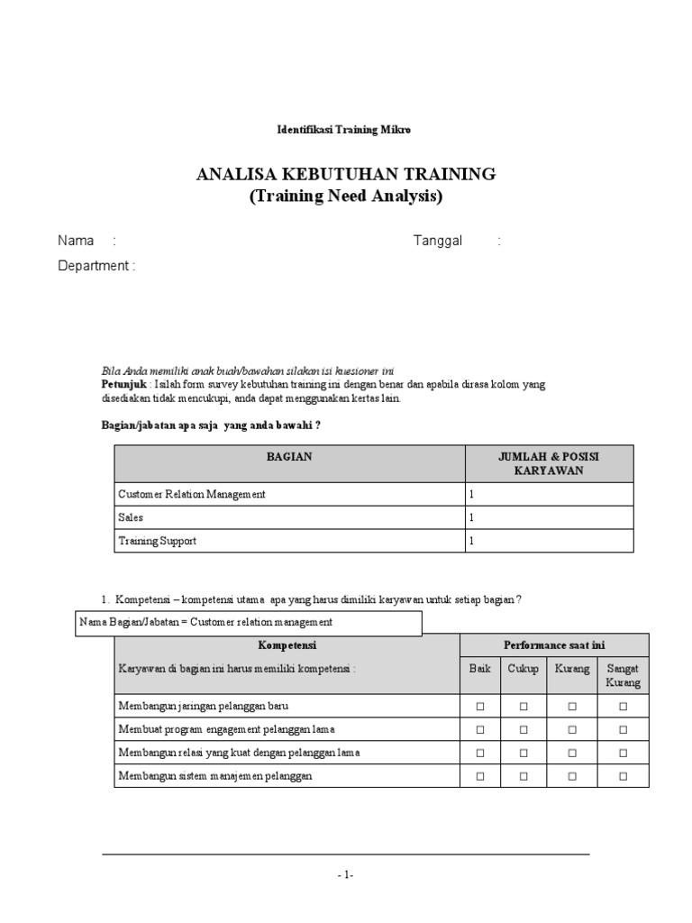 Contoh TNA Mikro | PDF