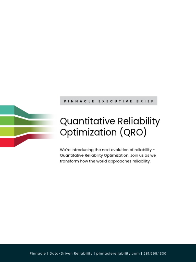 Pinnacle - Quantitative Reliability Optimization (QRO) Executive Brief | PDF | Reliability ...