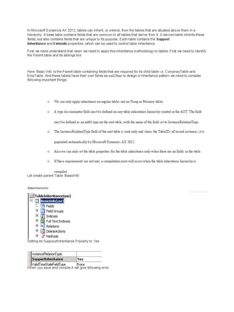 Notes On Tables Inheritance D365fo | PDF | Inheritance (Object Oriented ...