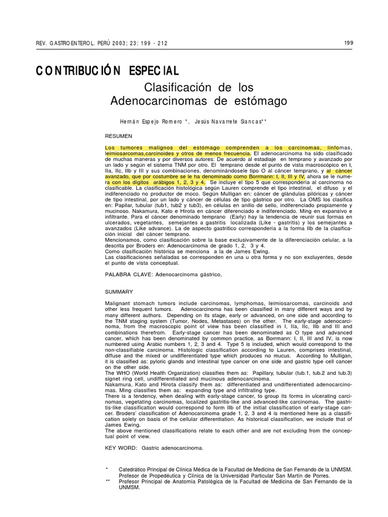 Clasificacion de Bormann | PDF | Adenocarcinoma | Cáncer