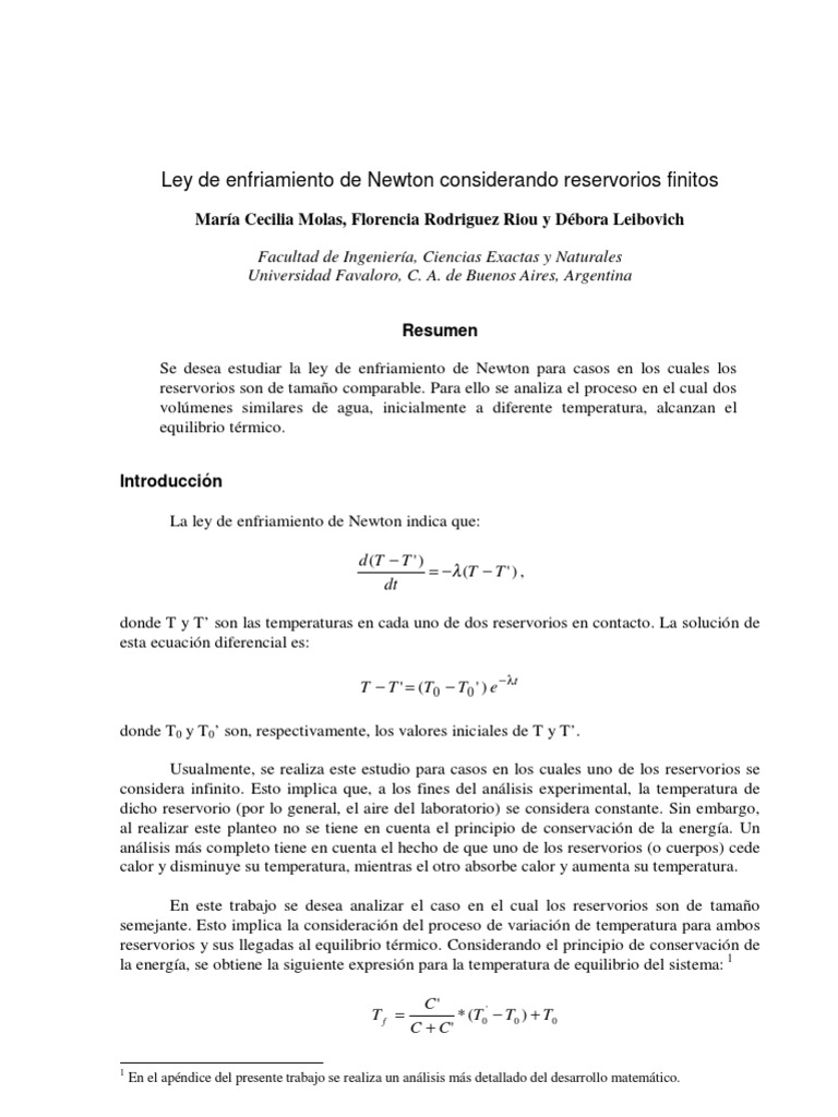 Ley de Enfriamiento de Newton