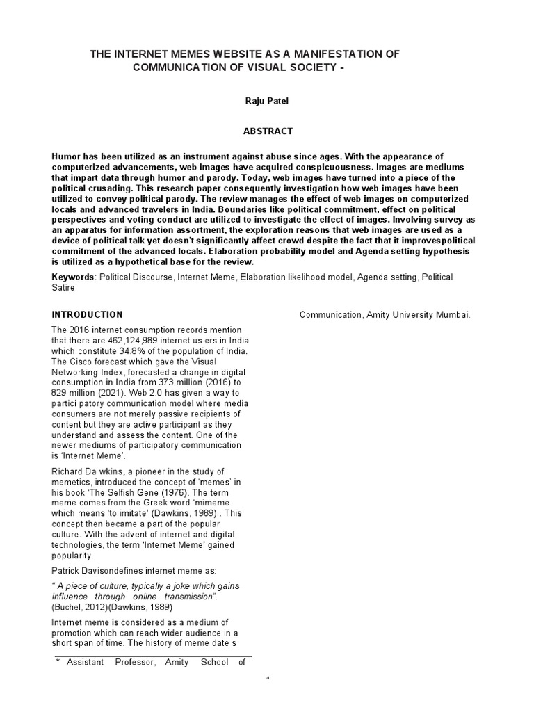 Internet Memes in Political Discourse | PDF | Mass Media | Survey ...