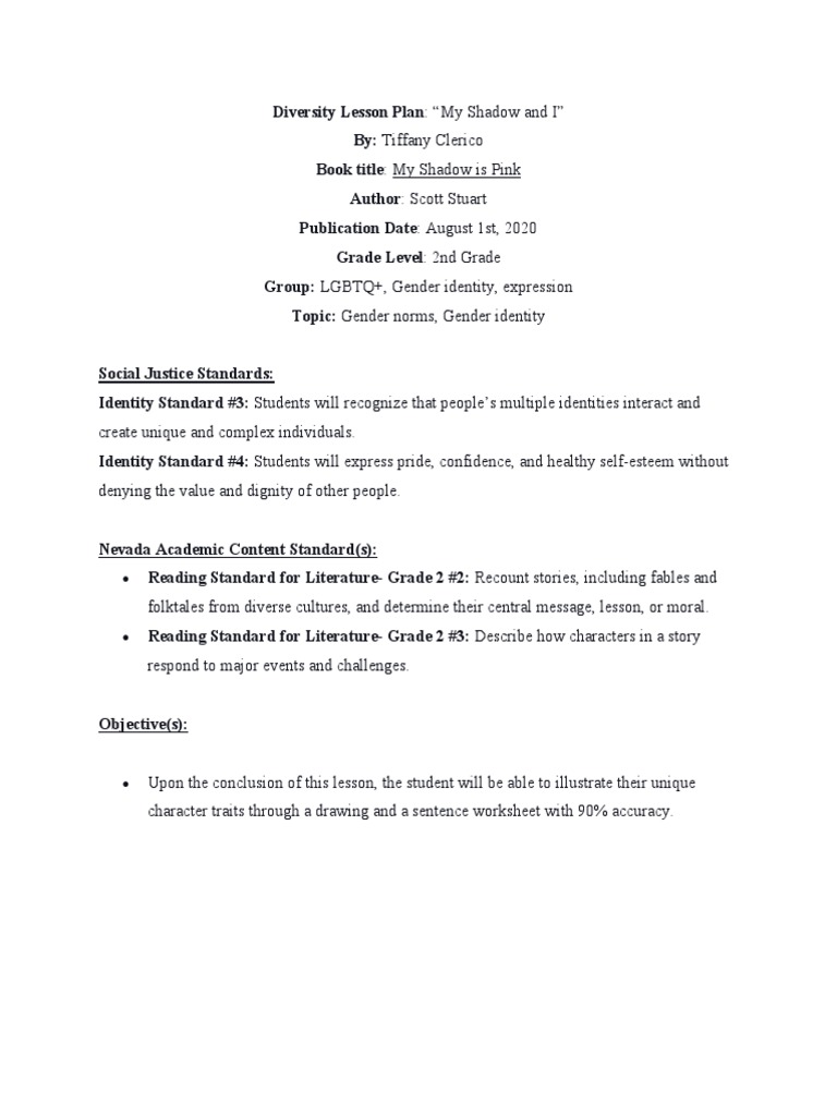 Diversity Lesson Plan | PDF | Identity (Social Science) | Gender Studies