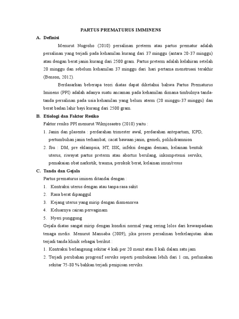 LP Partus Prematurus Imminens | PDF | Sains & Matematika