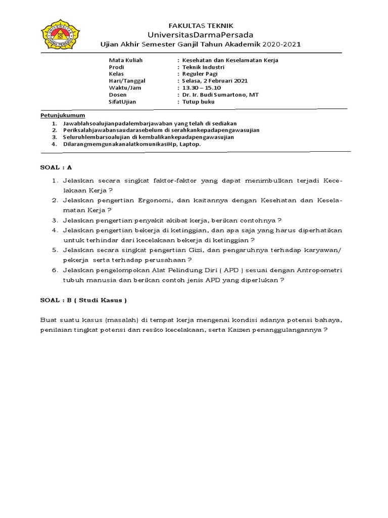 Soal UAS K3 (Pagi) | PDF