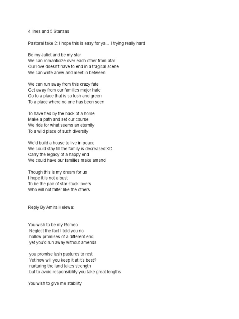 Pastoral Poem and Reply | PDF