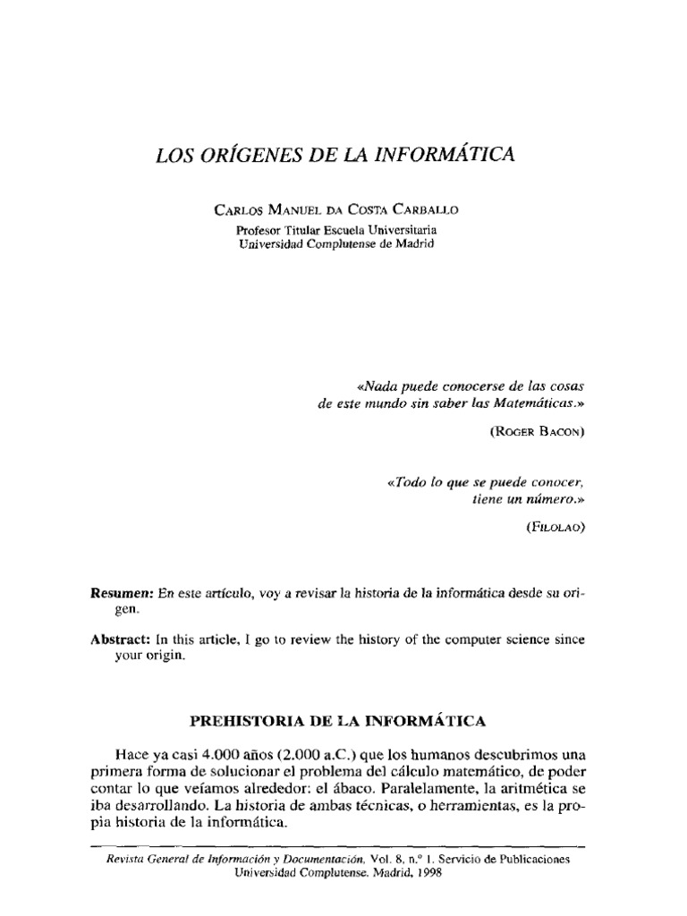 Origenes de La Informática | PDF