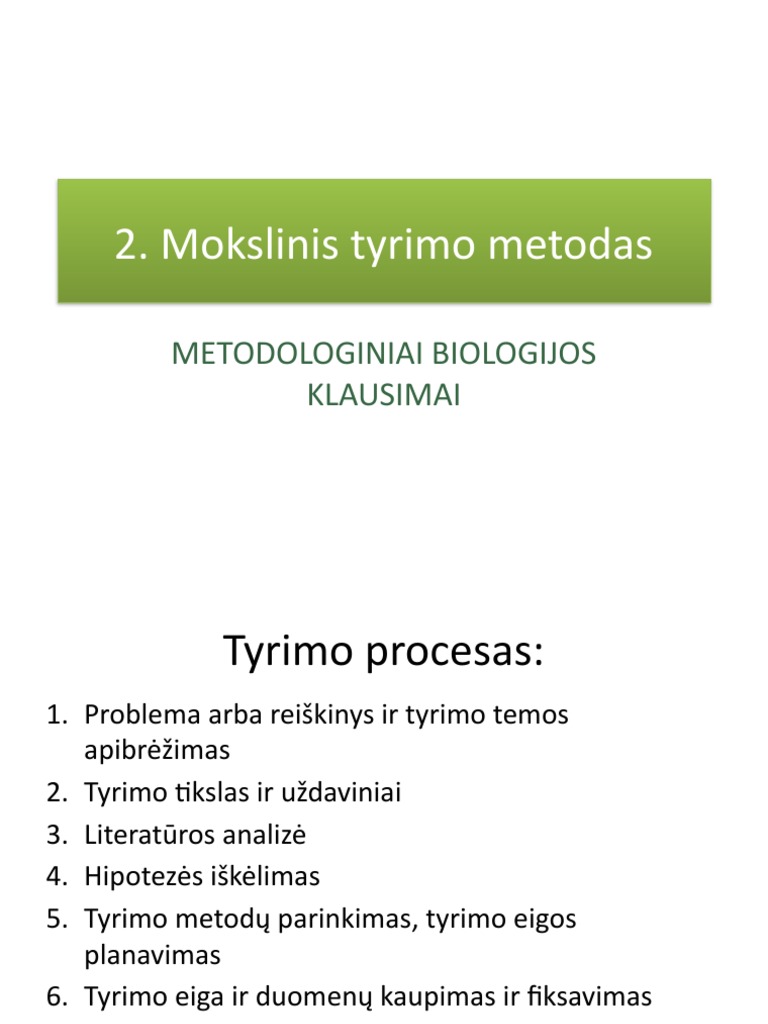 2 Mokslinis Tyrimo Metodas | PDF