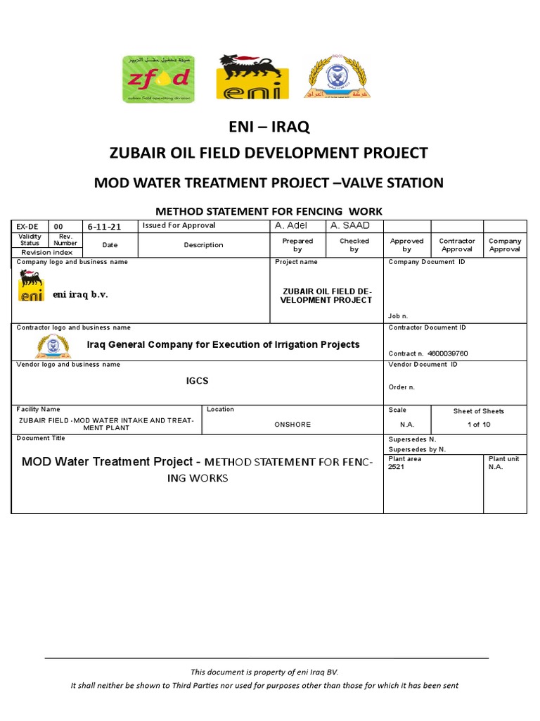 005-Method Statement For Fencing | PDF | Concrete | Economic Sectors