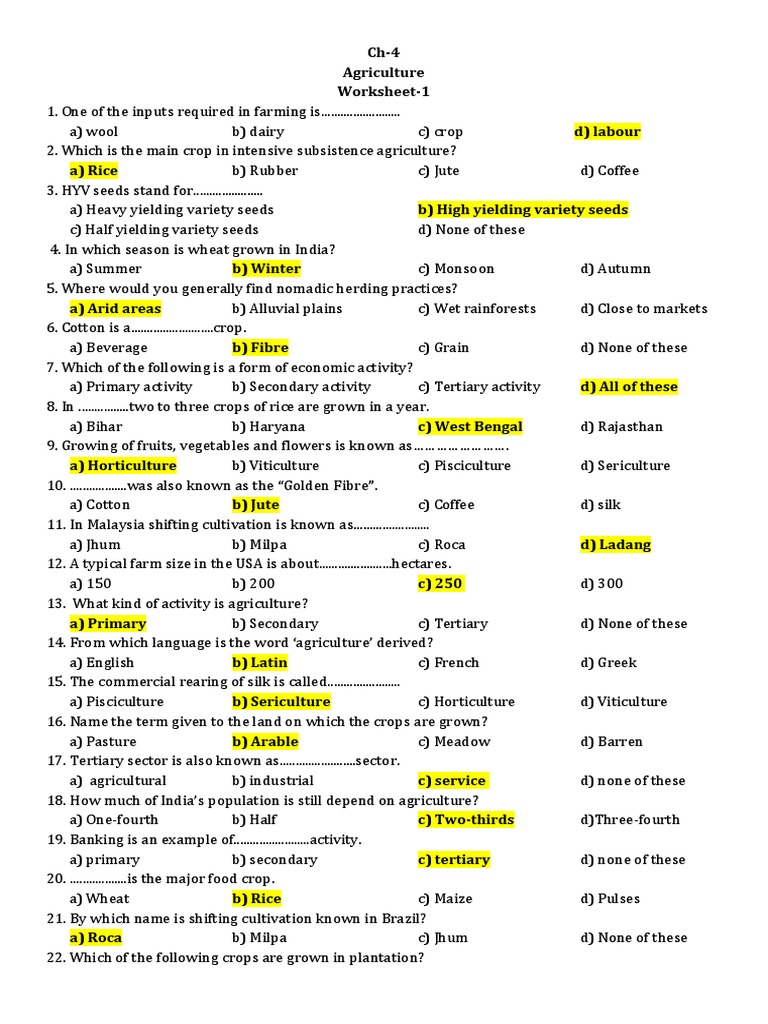 CH-4 Geo Worksheet-1 Answer Key | PDF