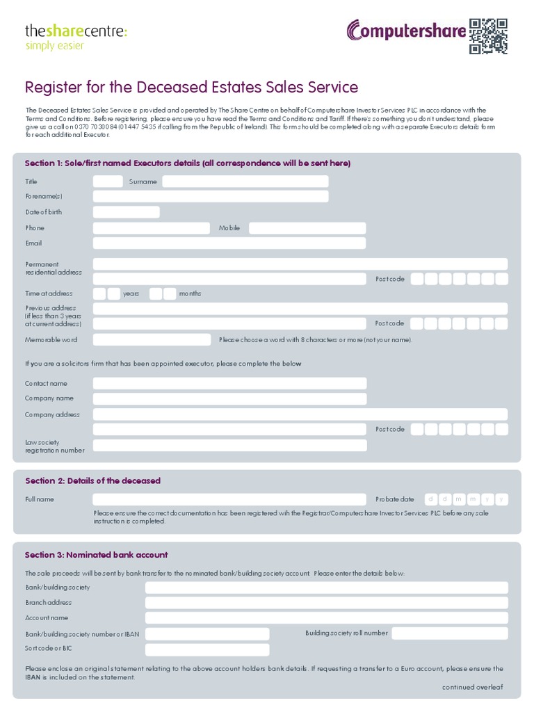 Register For The Deceased Estates Sales Service | PDF | Probate