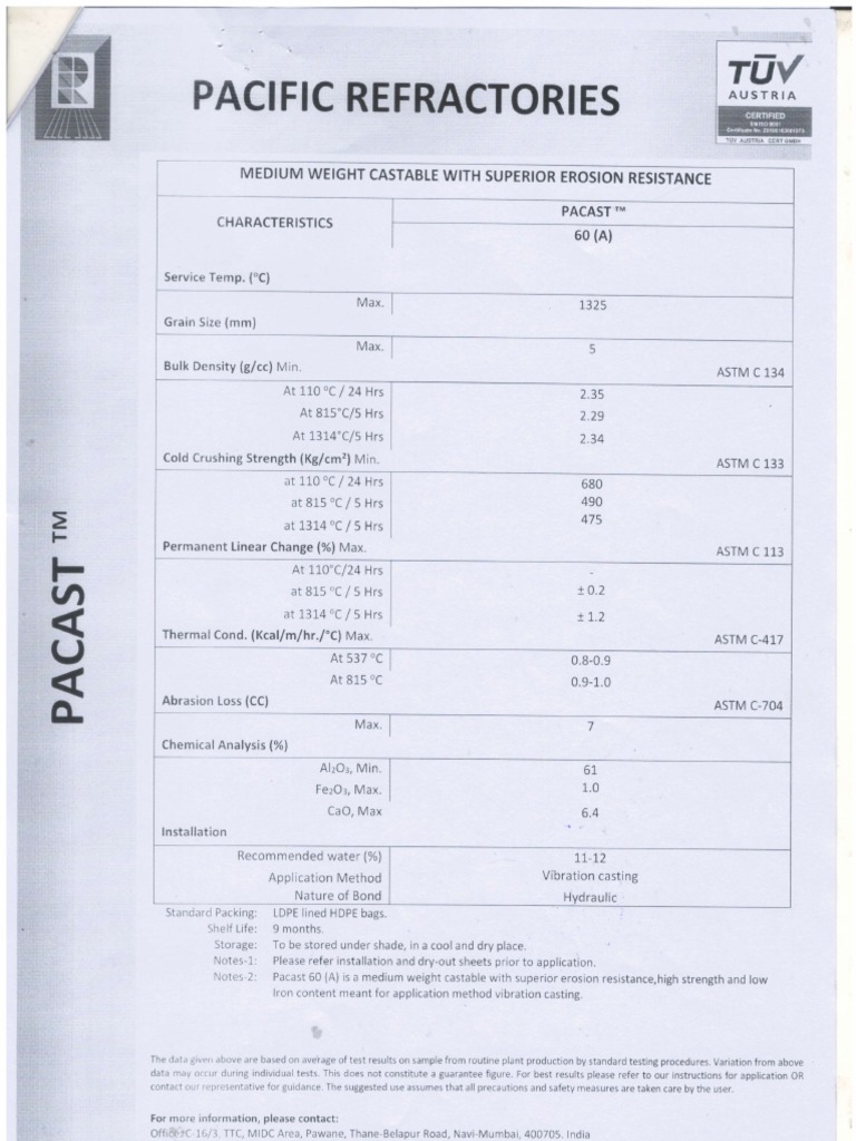 Castable Refractory for Superior Erosion Resistance | PDF | Materials