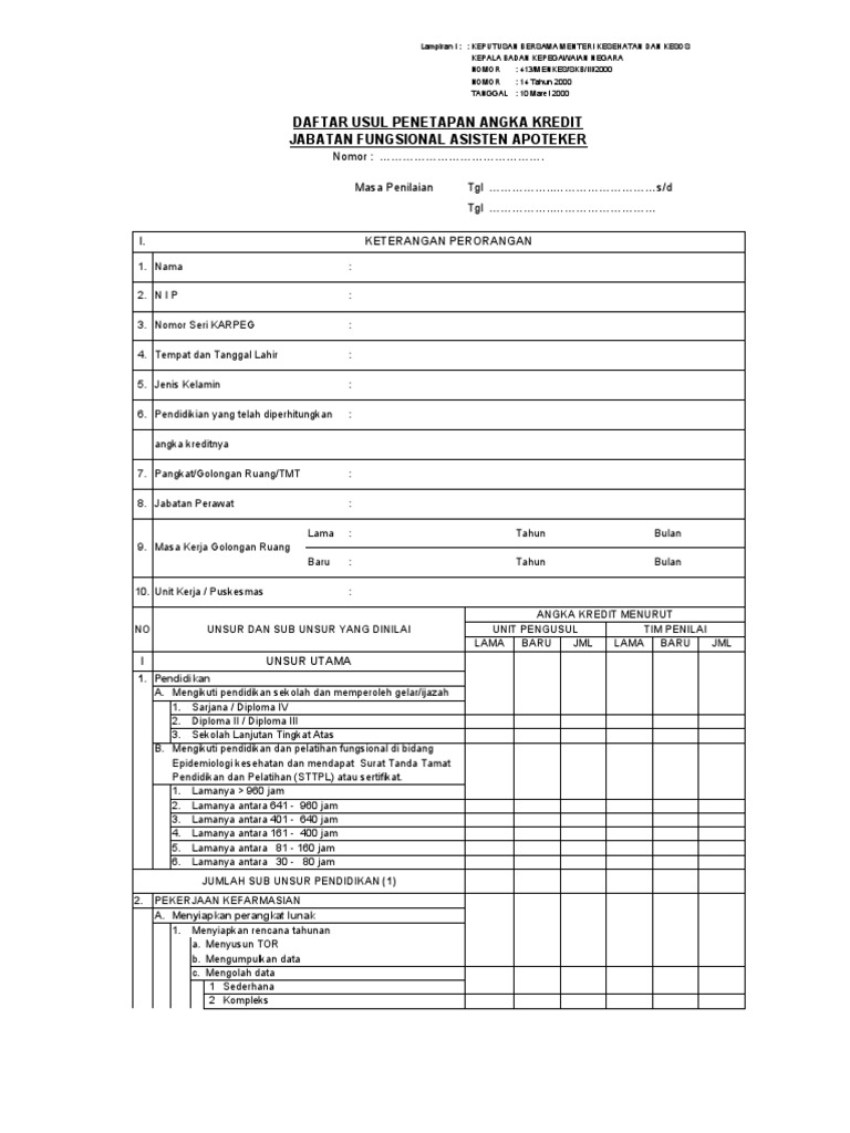 Form Dupak Asisten Apoteker | PDF