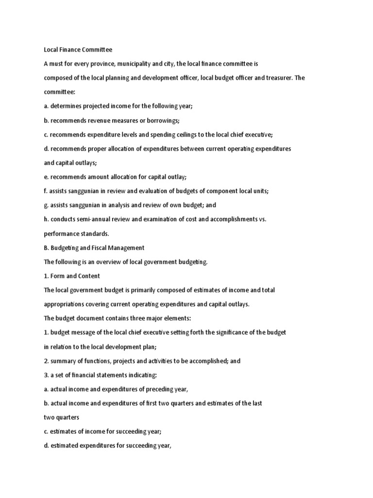Local Finance Committee | PDF | Budget | Public Finance