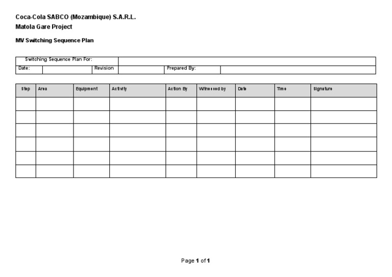MG H&S STD 04 MV Switching Sequence Plan Rev0 | PDF