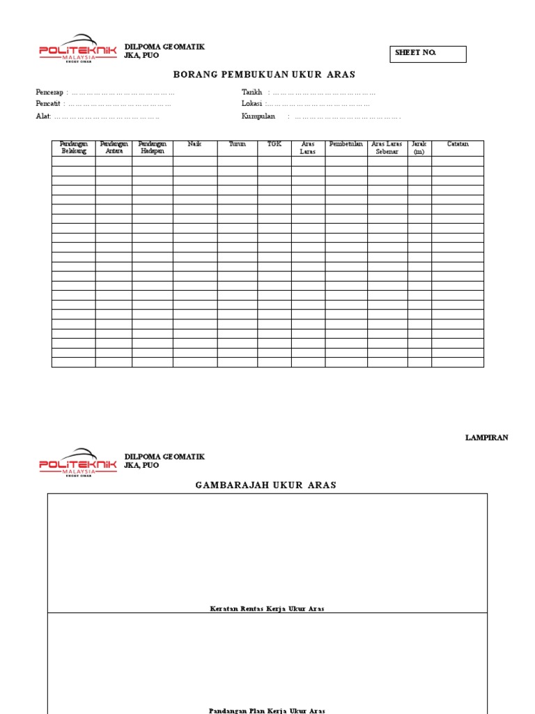 Borang Ukur Aras | PDF