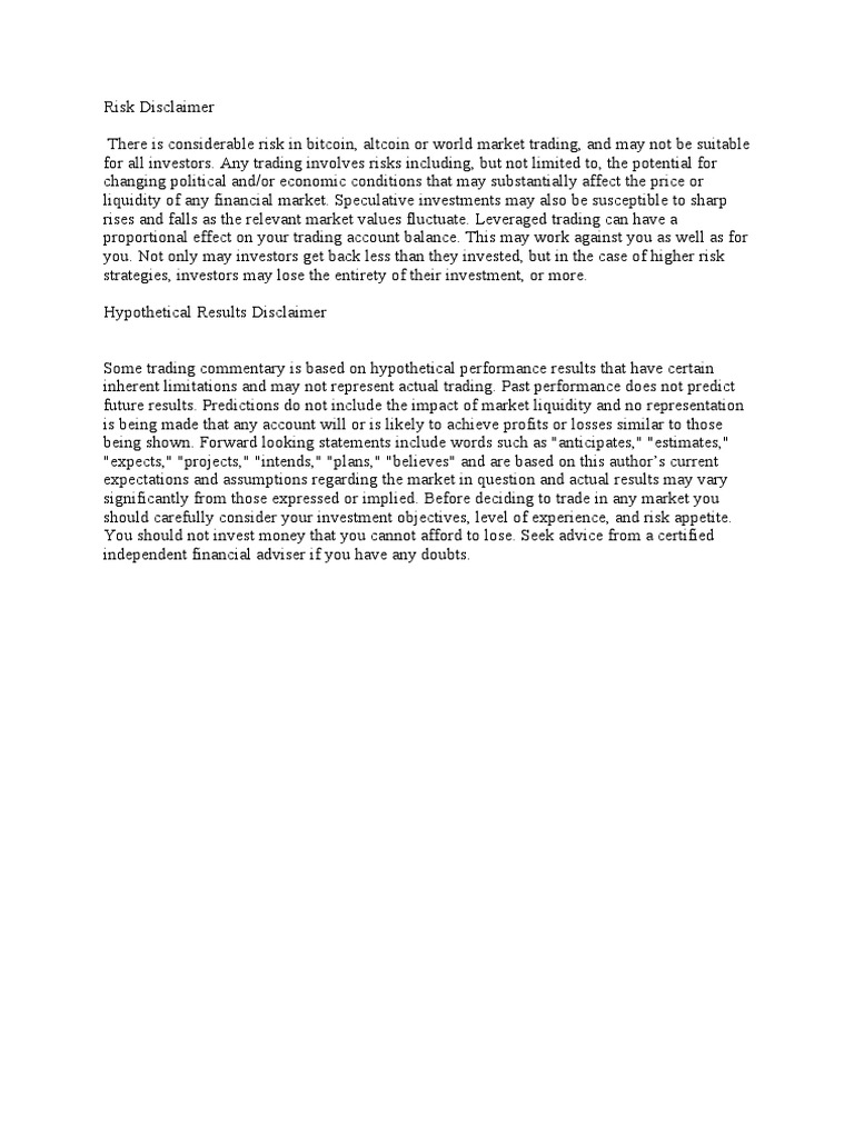Risk Disclaimer | PDF | Business | Finance & Money Management