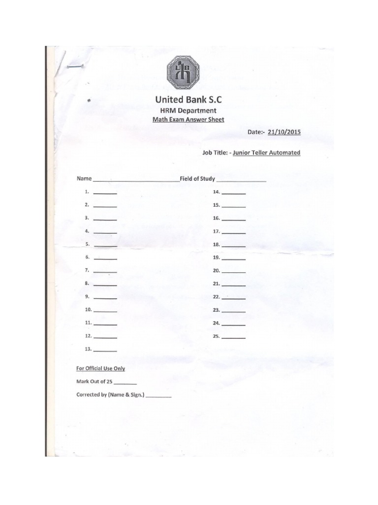 Hibert Bank Exam | PDF