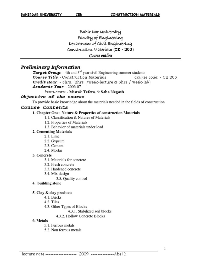 Civil Eng. Construction Materials | PDF | Deformation (Engineering ...
