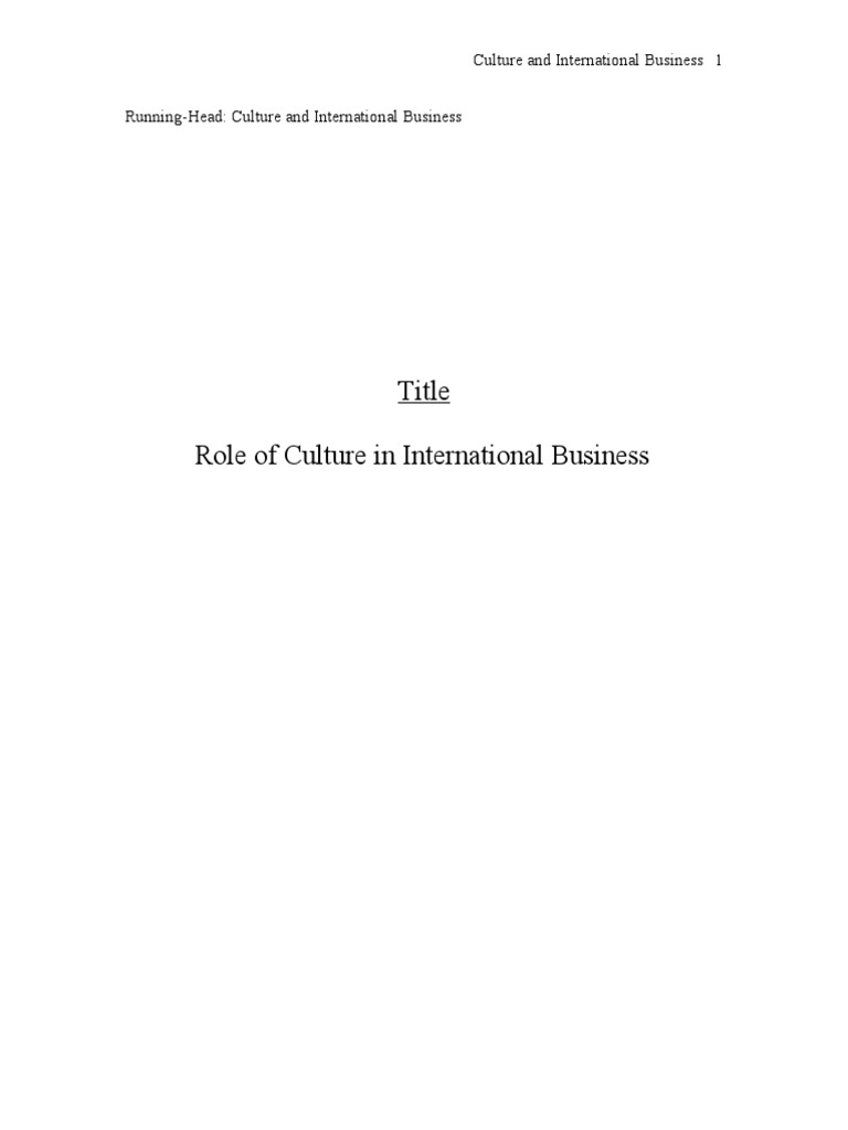 Culture's Impact on International Business | PDF | International ...