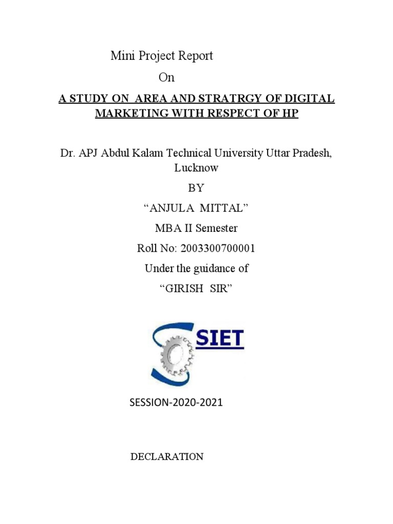 Mini Project MBA | PDF | Hewlett Packard | Social Media