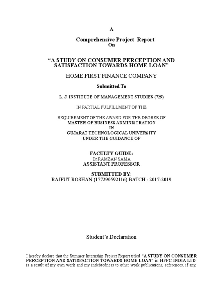 Comprehensive Project Report "A Study On Consumer Perception and ...