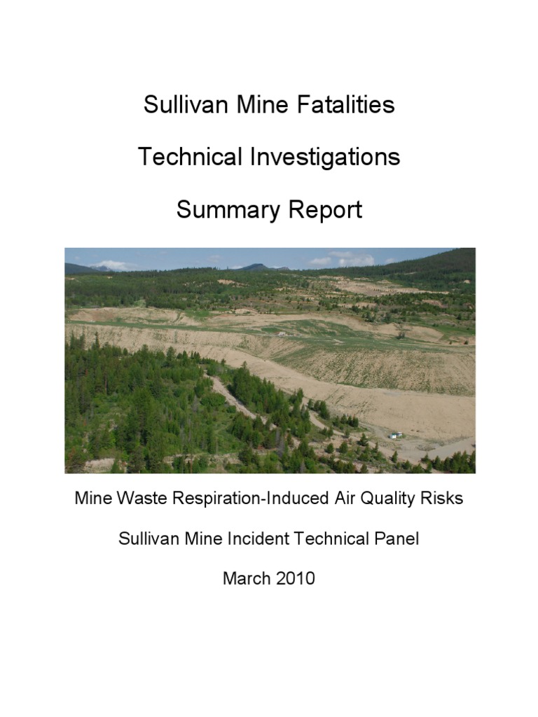 Sullivan Mine Fatalities Technical Investigations Summary Report | PDF ...