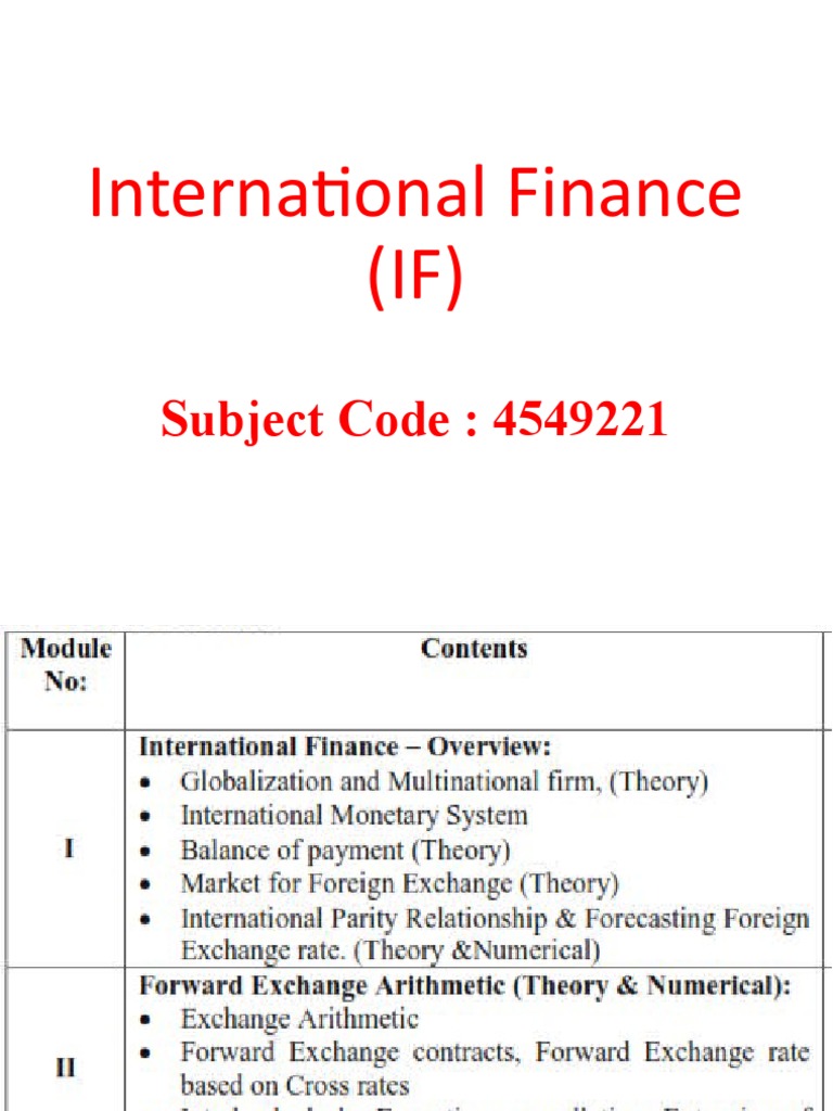 International Finance Overview and Concepts | PDF | Special Drawing ...