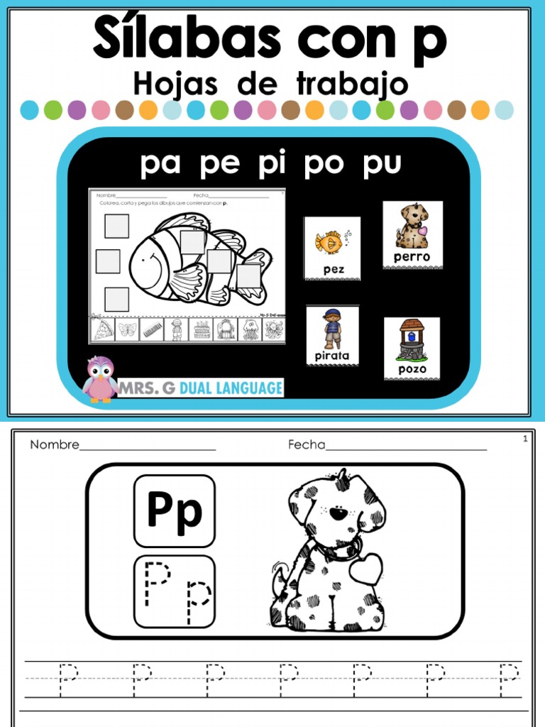 05 - Sílabas Con La Letra P - Pa, Pe, Pi, Po, Pu. Hojas de Trabajo | PDF