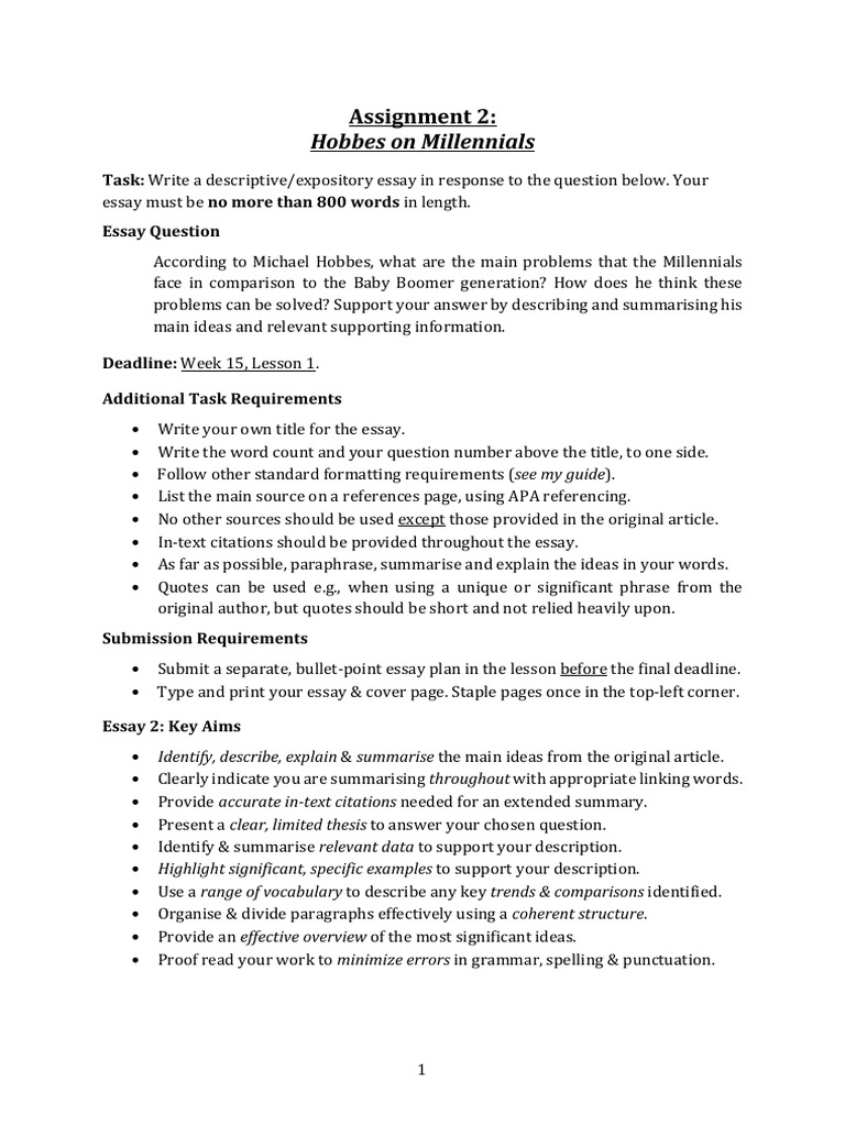 Essay 2 Millennials Fall 2021 | PDF | Language Arts & Discipline | Self ...