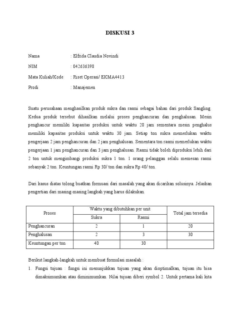 DISKUSI 3 Riset Operasi | PDF