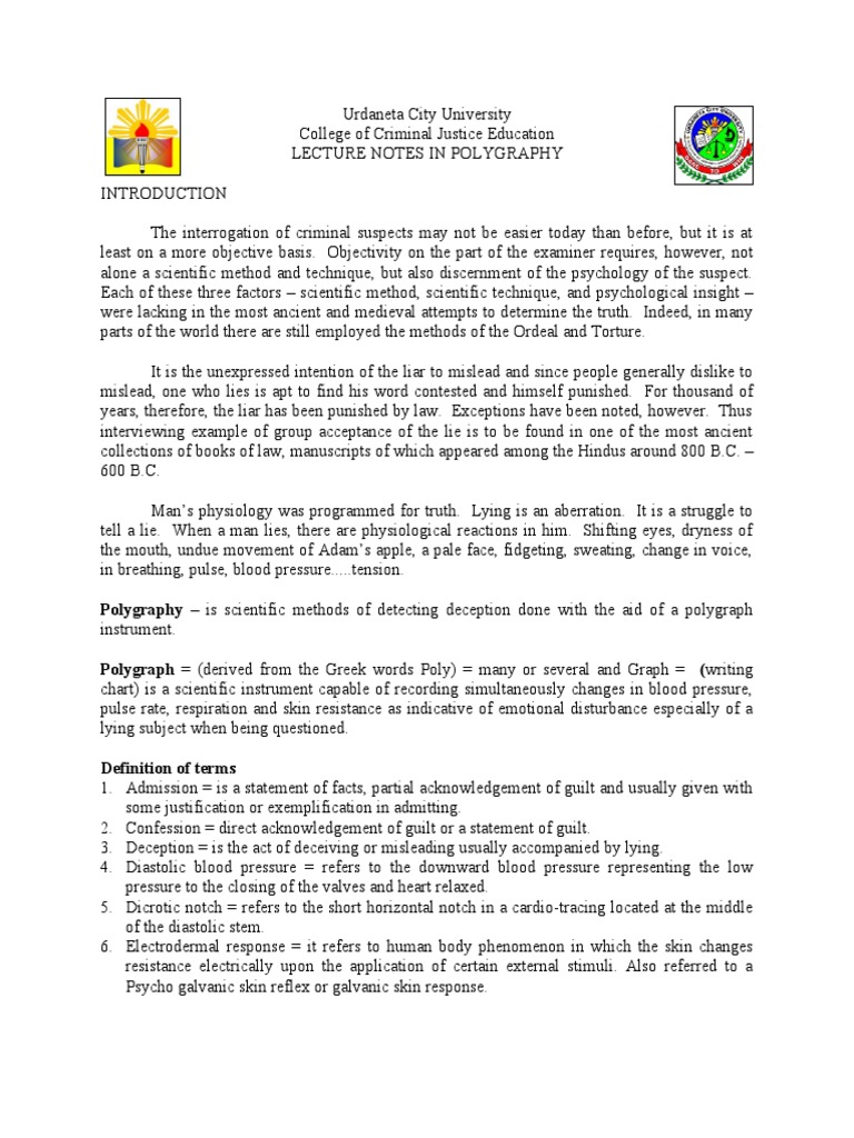 Polygraphy Lecture Notes | PDF | Polygraph | Autonomic Nervous System