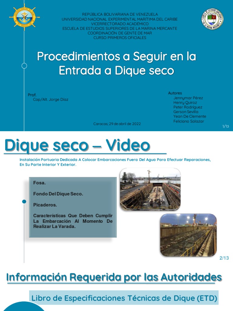 Procedimientos en Dique Seco | PDF | Transporte de agua | Envío